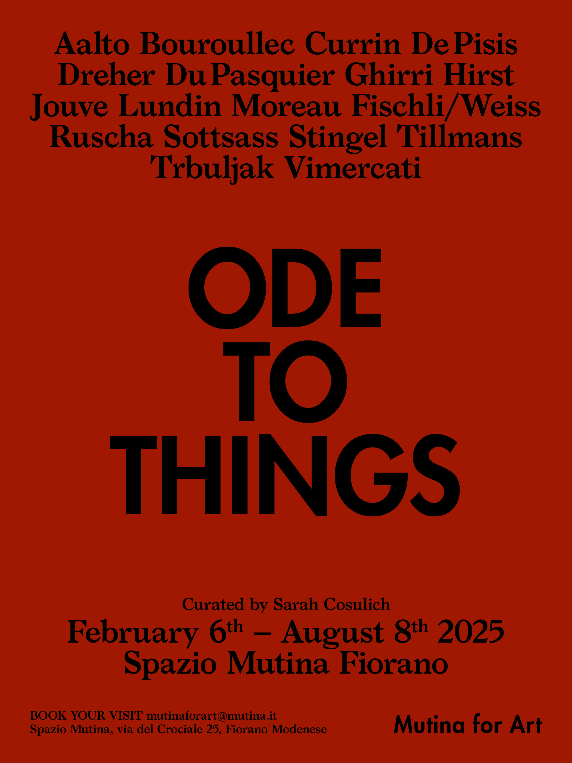 Ode To Things | Upcoming Exhibition | Spazio Mutina Fiorano