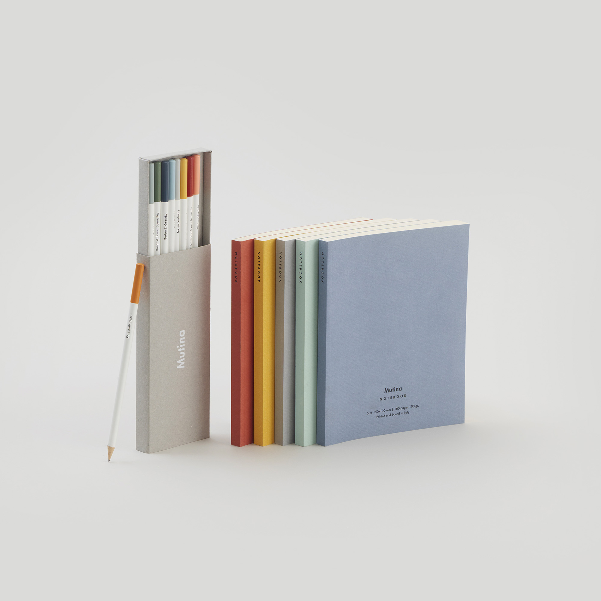 Plain-colored notebooks small + pencils | Mutina Online Shop